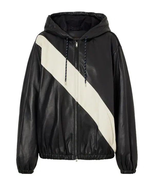 WALES BONNER Striped Leather Jacket - Black