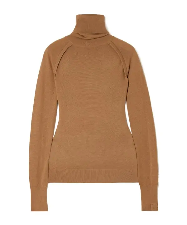 Victoria Beckham Layered Merino Wool Turtleneck Top - No