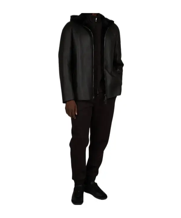 Emporio Armani Long-sleeved Leather Jacket