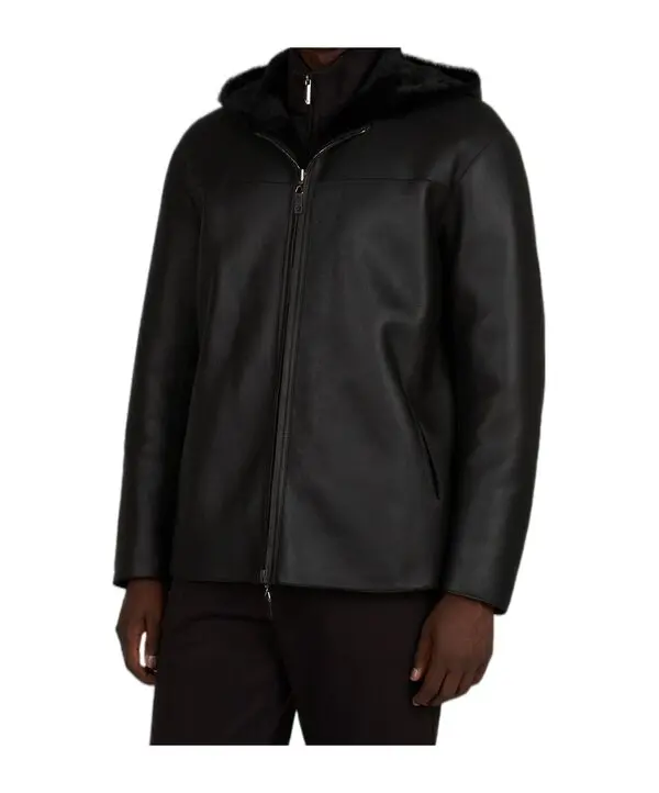 Emporio Armani Long-sleeved Leather Jacket