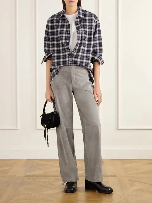 Still Here Suede Low-rise Straight-leg Pants