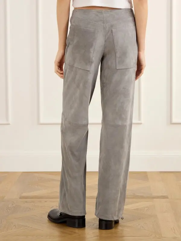 Still Here Suede Low-rise Straight-leg Pants