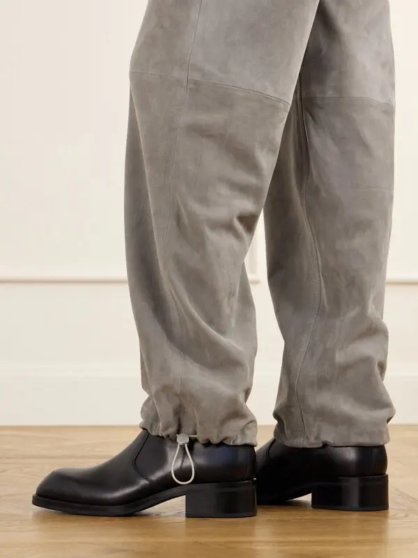 Still Here Suede Low-rise Straight-leg Pants