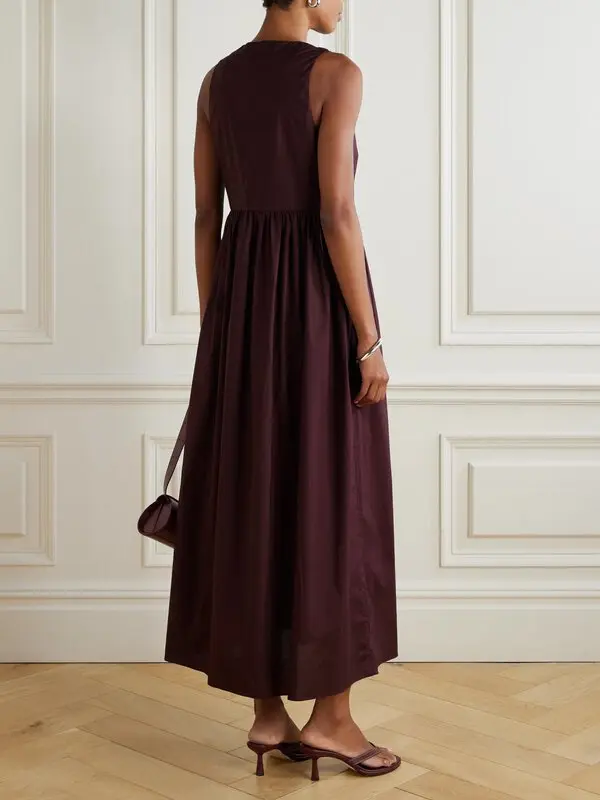 Matteau Gathered Organic Cotton-poplin Midi Dress