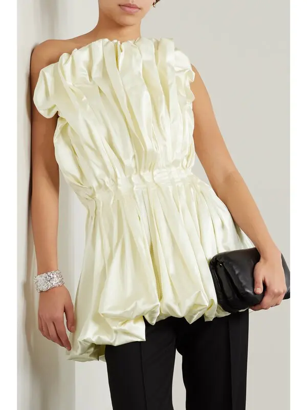 Tove Strapless Gathered Satin Top