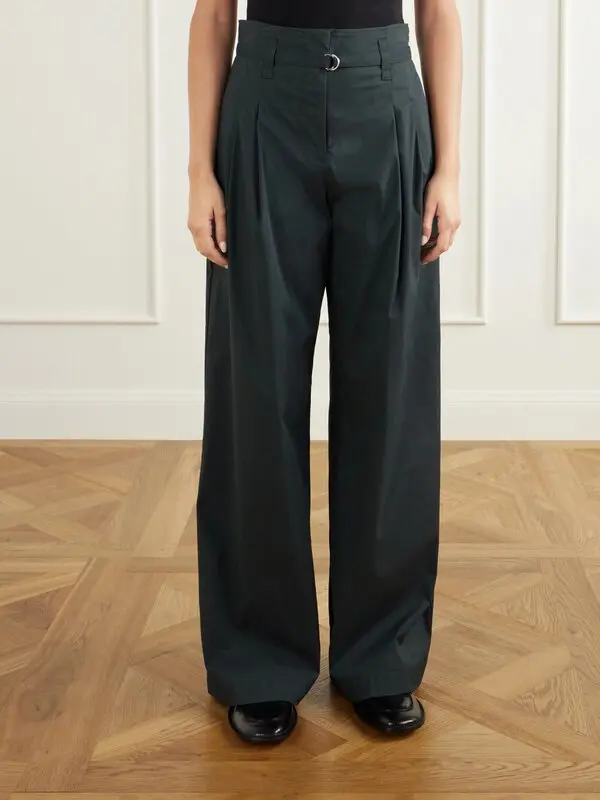 Proenza Schouler Belted Cotton-blend Wide-leg Pants