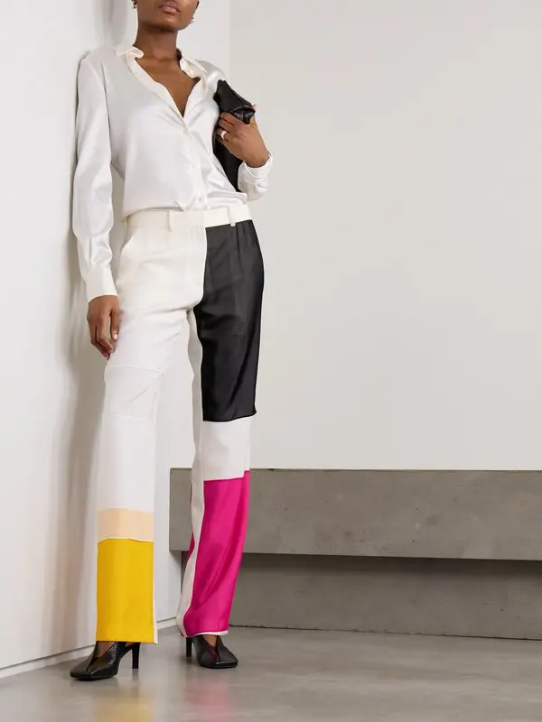 Helmut Lang Trimmed Stretch-satin Straight-leg Pants