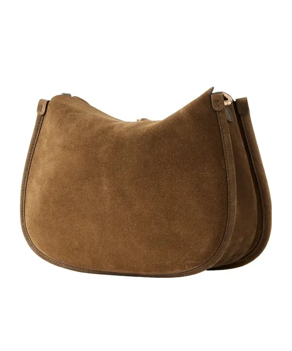 Etro Logo-detailed Leather-trimmed Suede Shoulder Bag