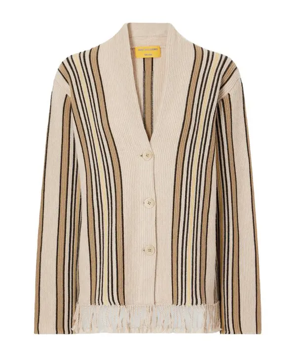 Guest In Residence Striped Wool And Cashmere-blend Cardigan - No