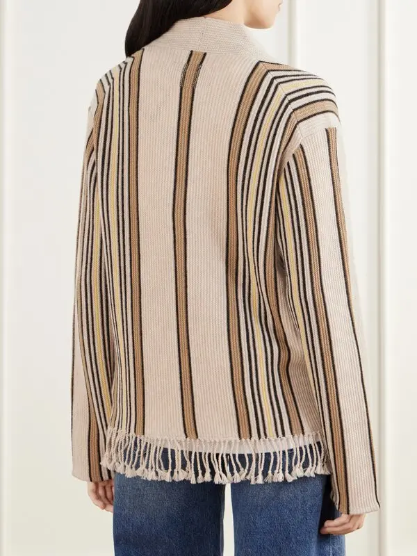Guest In Residence Striped Wool And Cashmere-blend Cardigan