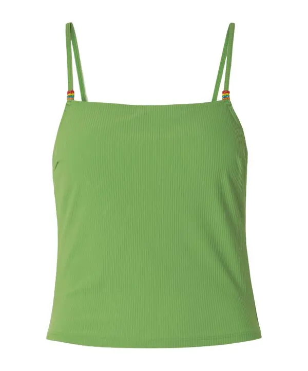Staud Cleo Bead-embellished Ribbed Bikini Top
