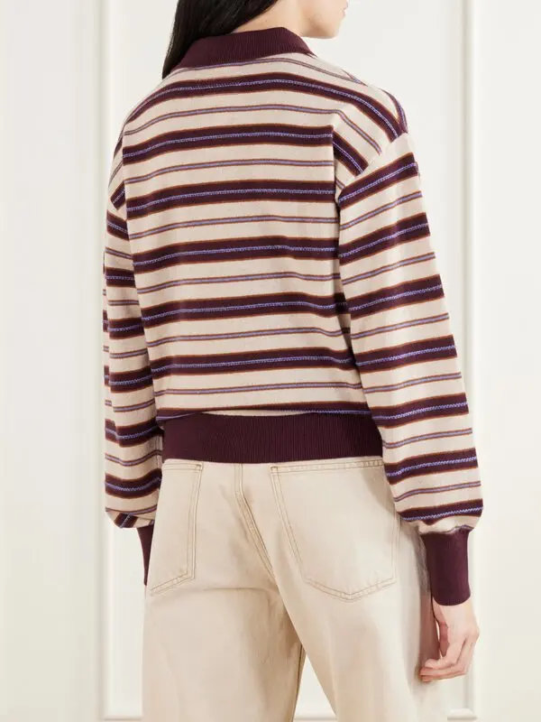 Guest In Residence Striped Cashmere Polo Sweater