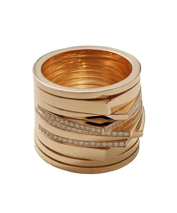 REPOSSI Rose Gold Diamond Ring - Golden