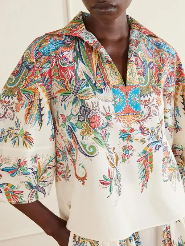 Etro Floral Print Cotton Poplin Shirt