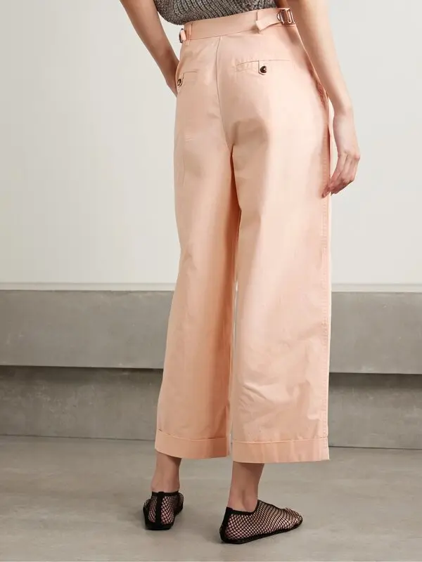 Proenza Schouler Kyle Cropped Pleated Cotton-poplin Wide-leg Pants - No