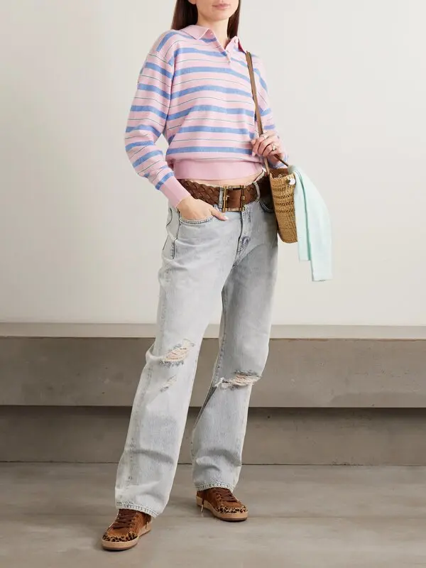 Guest In Residence Striped Cashmere Polo Sweater