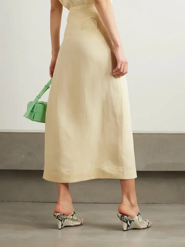 BLAZÉ MILANO Silk-blend Twill Midi Skirt