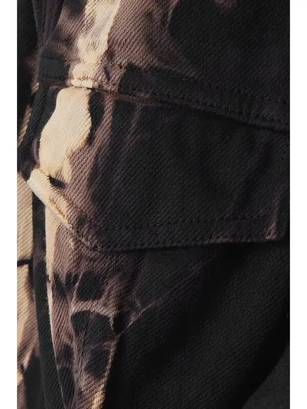 DION LEE Cropped Fringed Printed Denim Jacket