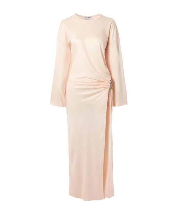 Attico Embellished Gathered Jersey Maxi Dress