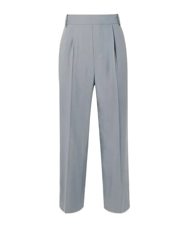 Vince Cropped Pleated Twill Straight-leg Pants