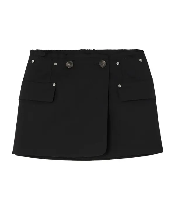 DION LEE Wrap-effect Embellished Frayed Wool-blend Mini Skirt