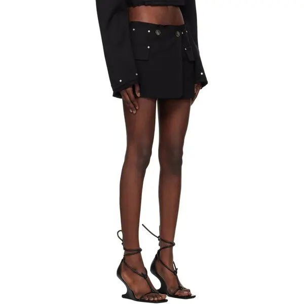 DION LEE Wrap-effect Embellished Frayed Wool-blend Mini Skirt