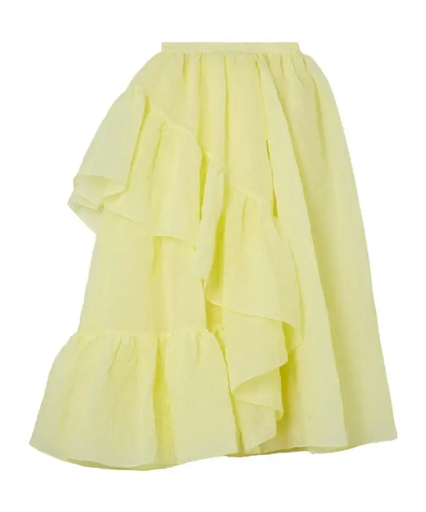 Erdem Ruffled Tiered Cloqué Midi Skirt
