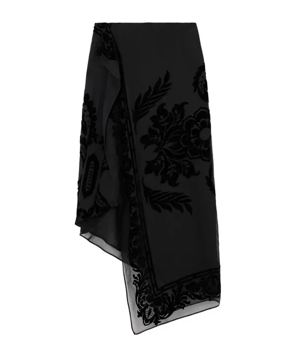 Etro Asymmetric Devoré-velvet Wrap Skirt