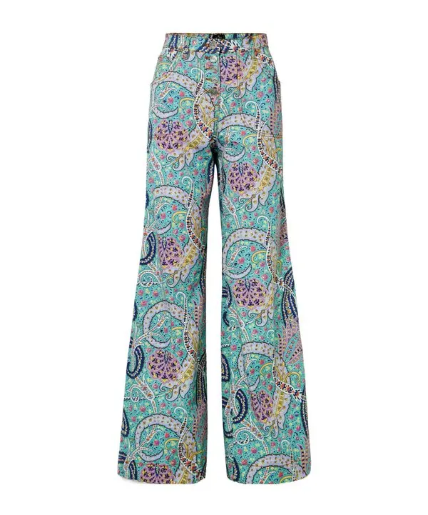Etro Paisley-print High-rise Wide-leg Jeans