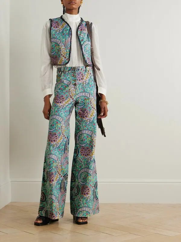 Etro Paisley-print High-rise Wide-leg Jeans
