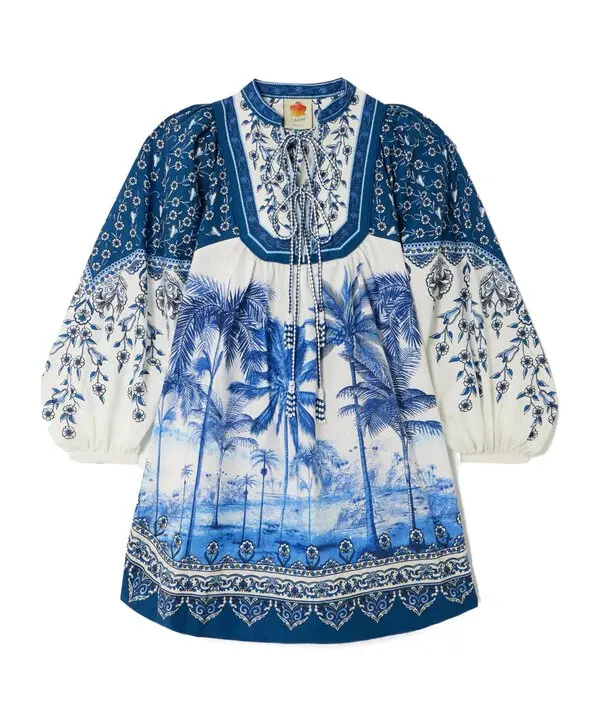 Farm Rio Printed Linen-blend Mini Dress - No