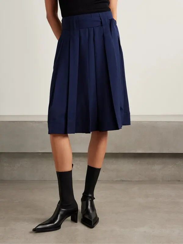 Proenza Schouler Belted Pleated Crepe Skirt