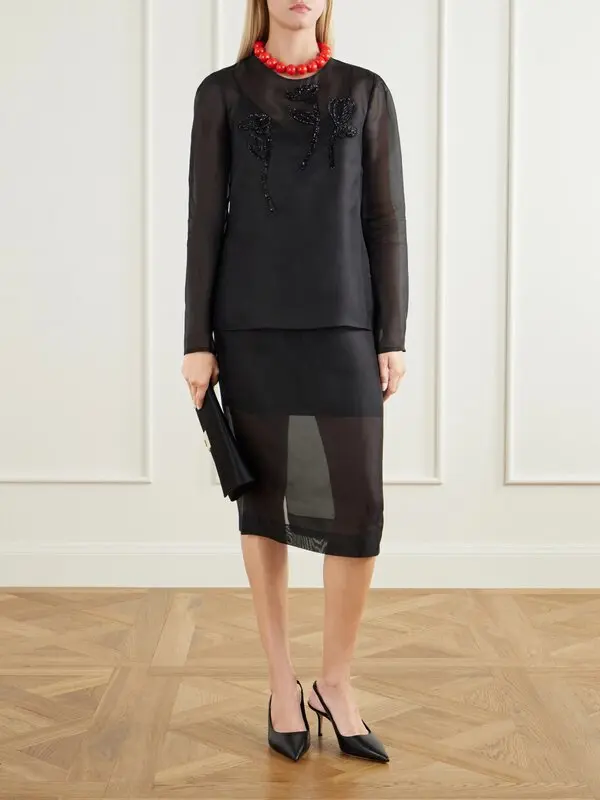 Carolina Herrera Silk-organza Midi Skirt