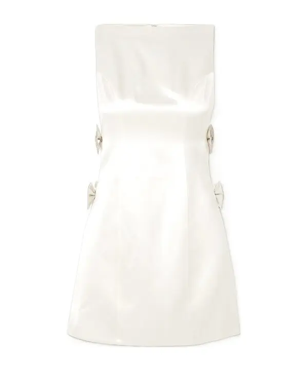 Retrofete Nadine Bow And Crystal-embellished Cutout Satin Mini Dress