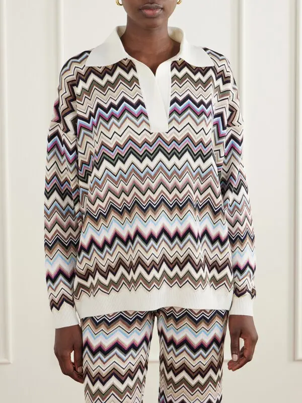 Missoni Striped Knitted Polo Sweater