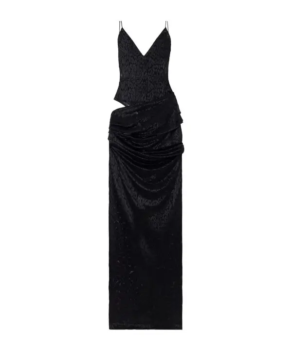 Alex Perry Draped Cut-out Leopard-print Lace Maxi Dress - No