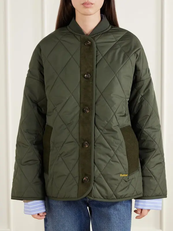 Barbour Corduroy-trimmed Shell Quilted Jacket