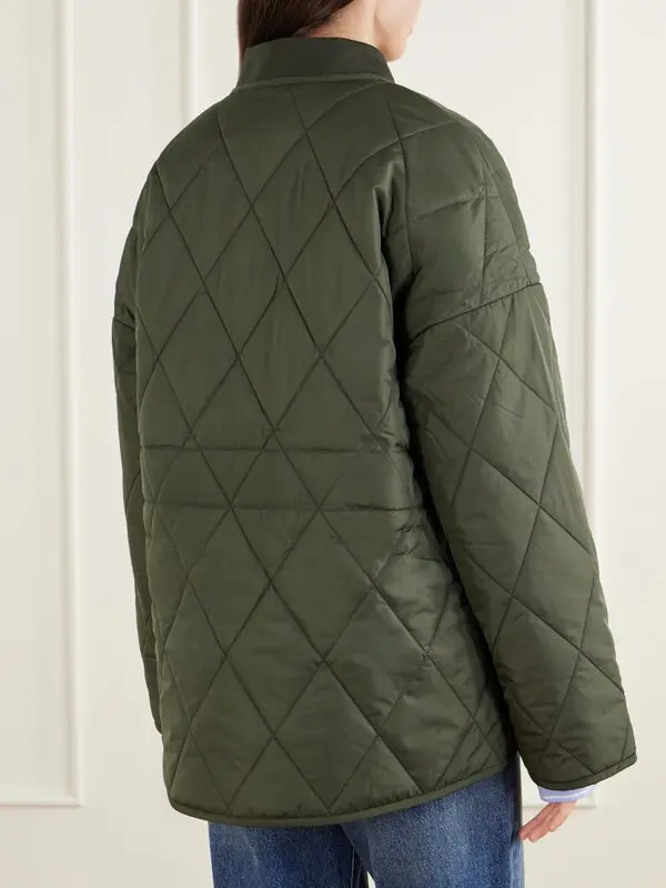 Barbour Corduroy-trimmed Shell Quilted Jacket