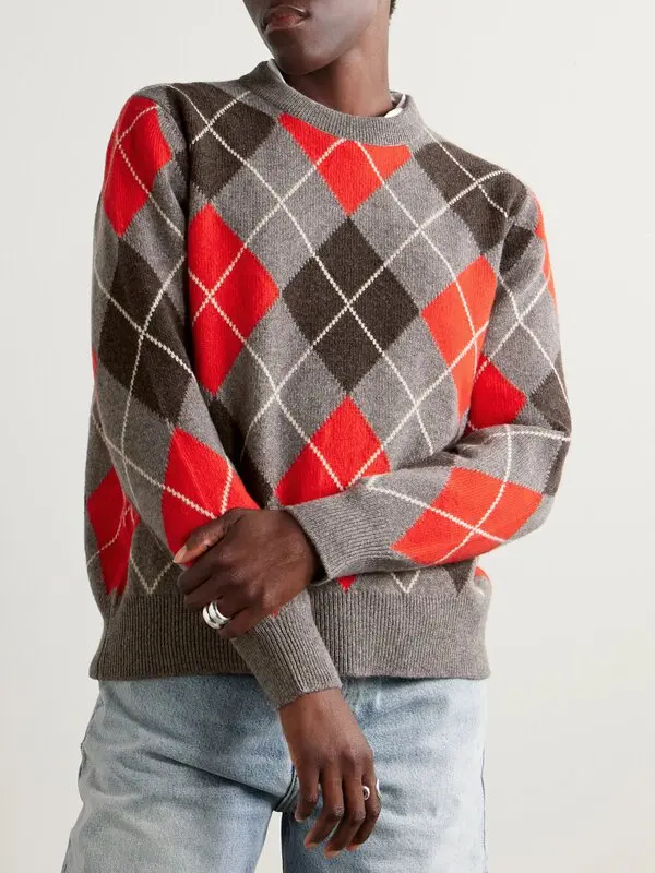 Daughter Argyle Checked Wool Sweater