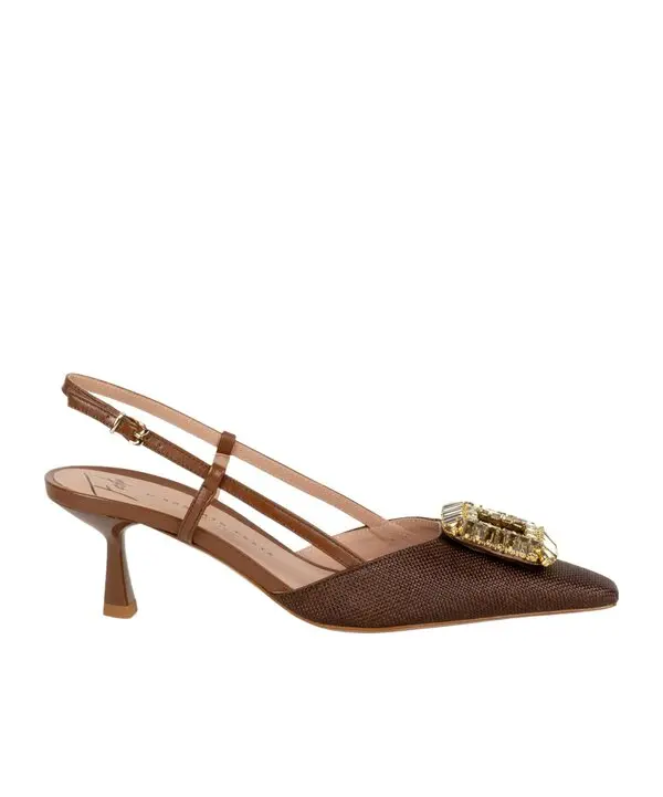 Roberto Festa Ingrid Embellished Slingback Pumps - Brown
