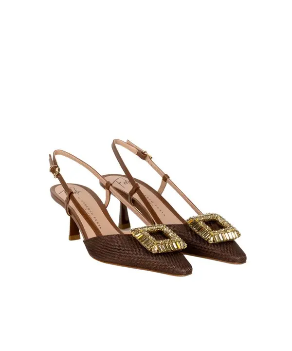 Roberto Festa Ingrid Embellished Slingback Pumps - Brown
