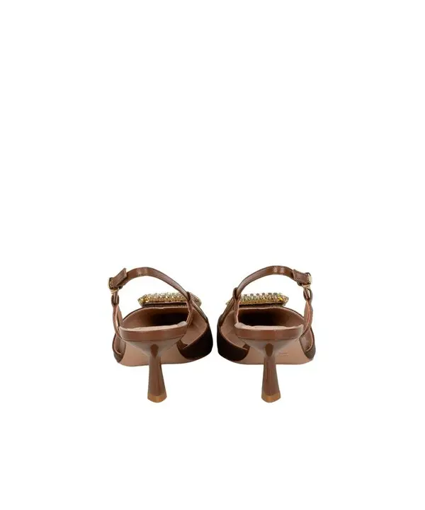 Roberto Festa Ingrid Embellished Slingback Pumps - Brown