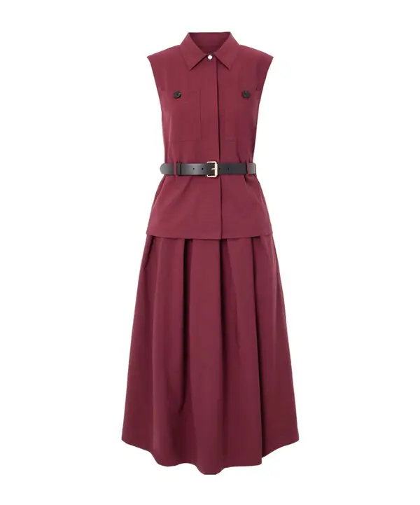 SELF-PORTRAIT Twill Belted Dress