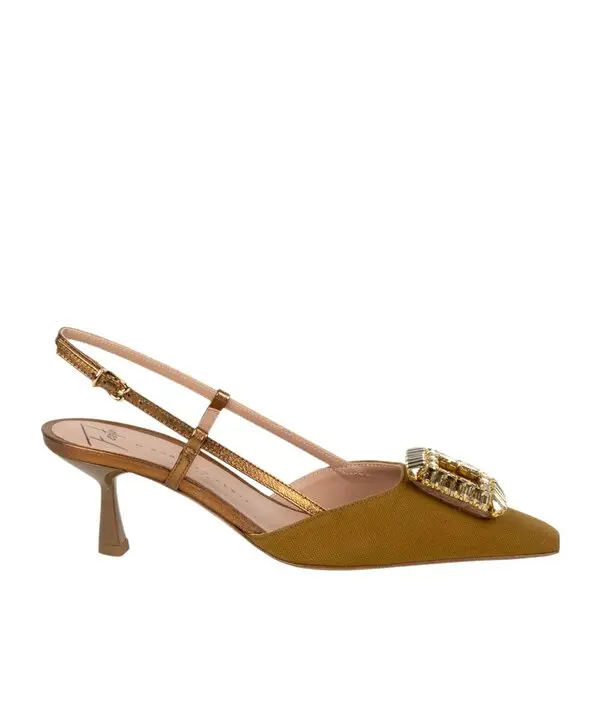 Roberto Festa Ingrid Embellished Slingback Pumps - Kaki