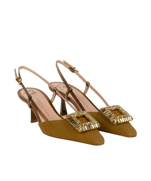 Roberto Festa Ingrid Embellished Slingback Pumps - Kaki
