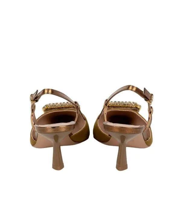 Roberto Festa Ingrid Embellished Slingback Pumps - Kaki