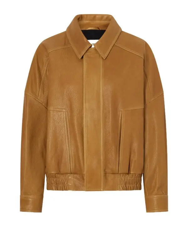 Nour Hammour Lapel Leather Jacket