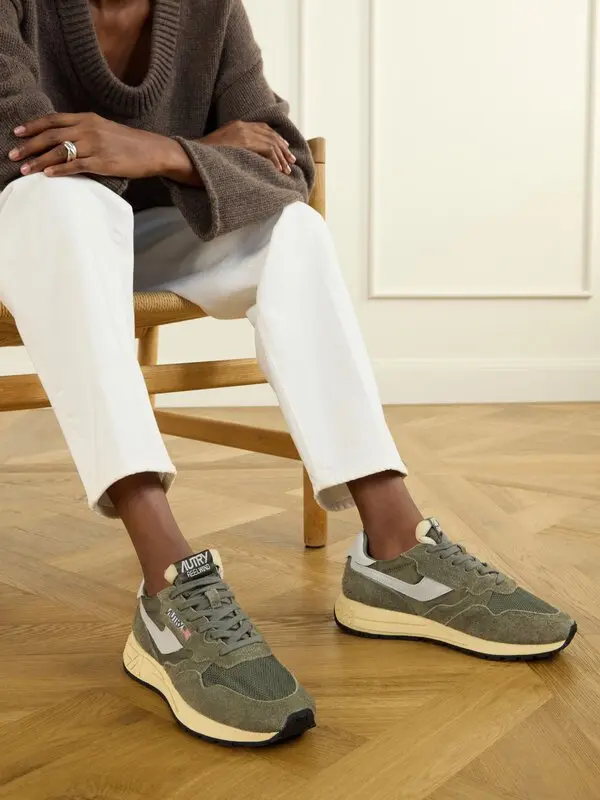 AUTRY Reelwind Low Leather And Suede-trimmed Mesh And Shell Sneakers - No
