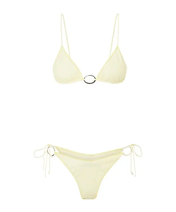 Oseree Lurex-trimmed Lace Bikini - Yellow