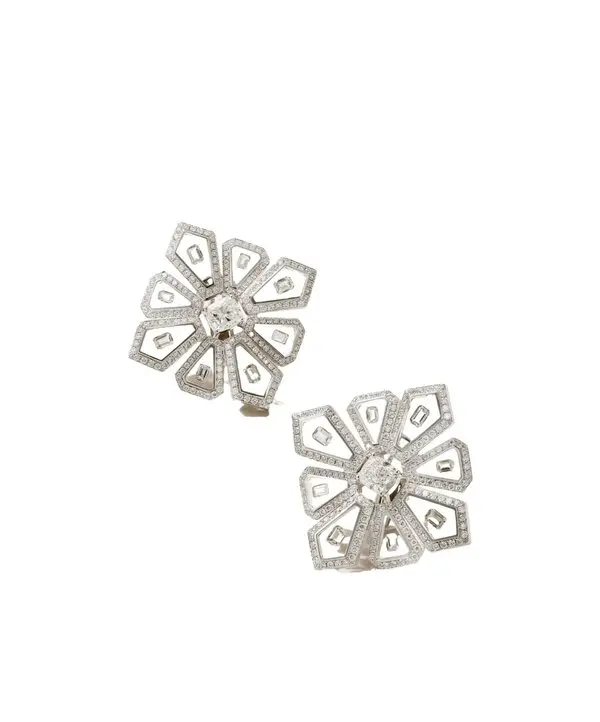 Nikos Koulis 18k White Flower-shaped Earrings - Gold